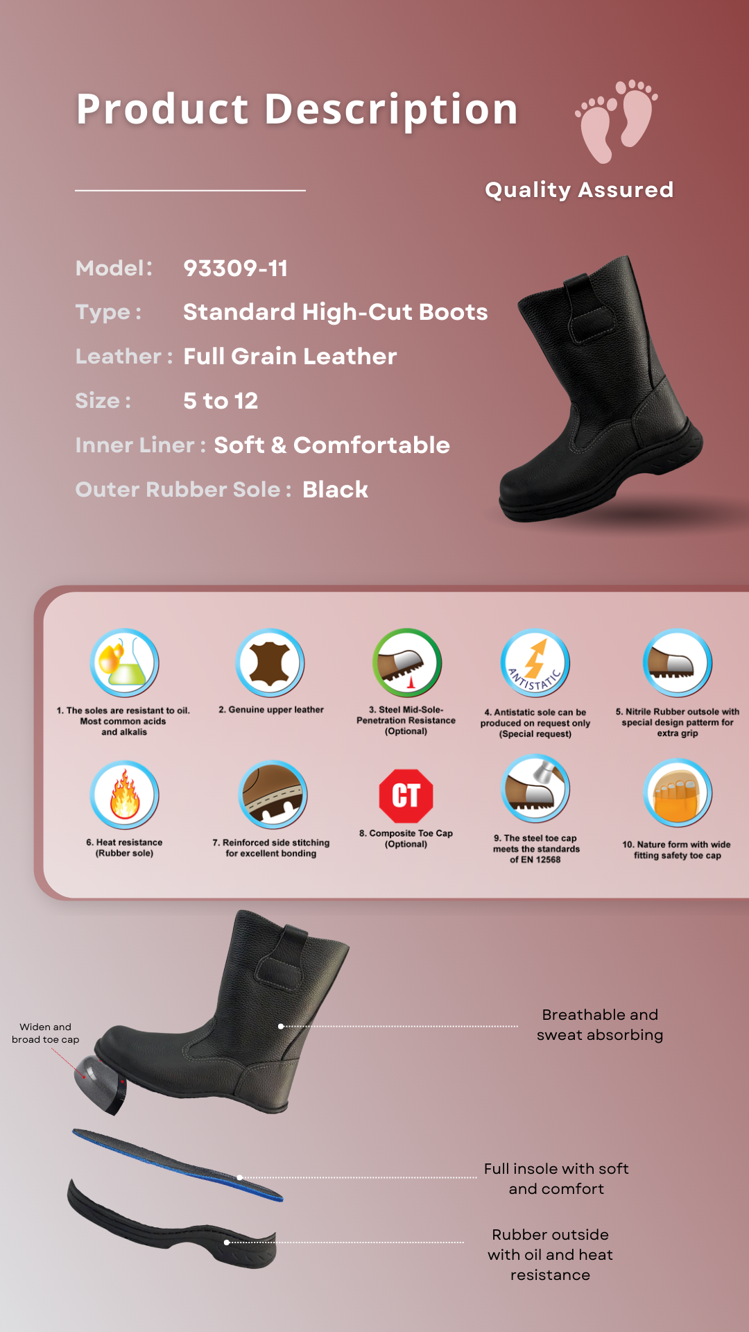 3309-11 (Black) High Cut Boots Standard